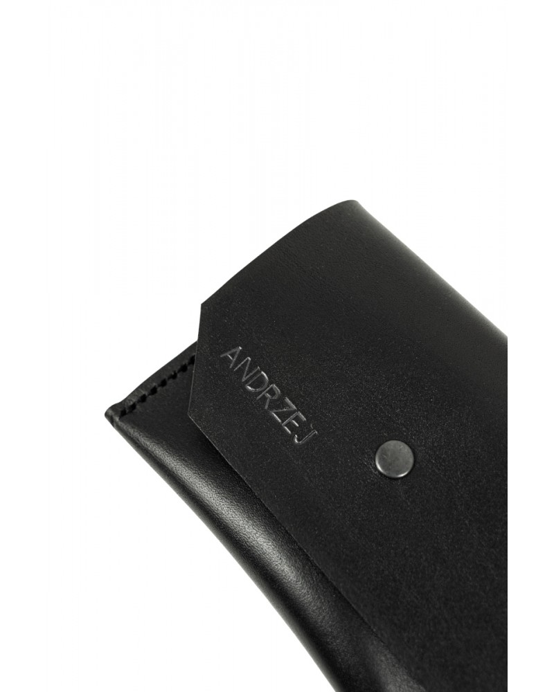 All black card wallet with initials